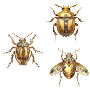 24 Jewelled Bug Clipart, Gemstones, Printable Watercolor Clipart, High ...