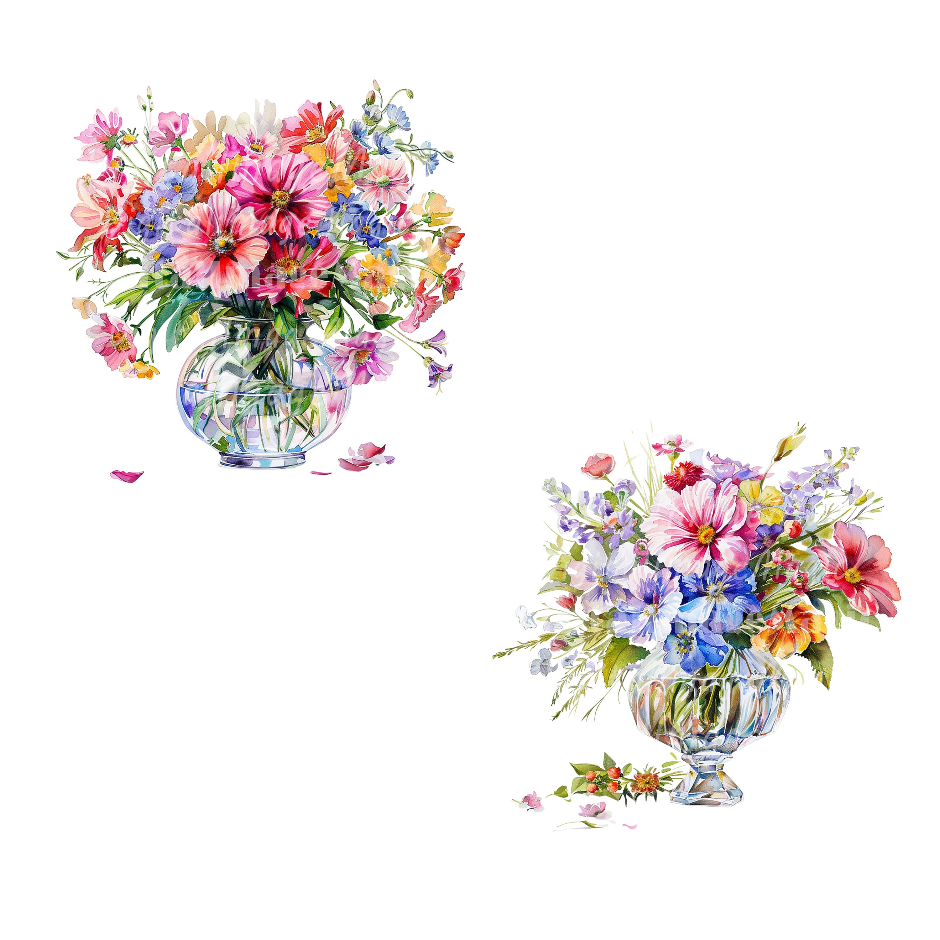 16 Vase of Flowers Clipart, Flowers Clipart, Printable Watercolor ...