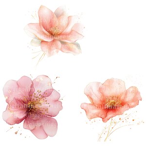 14 Abstract Flowers Clipart, Pink Gold Flower, Flowers Print, Printable ...