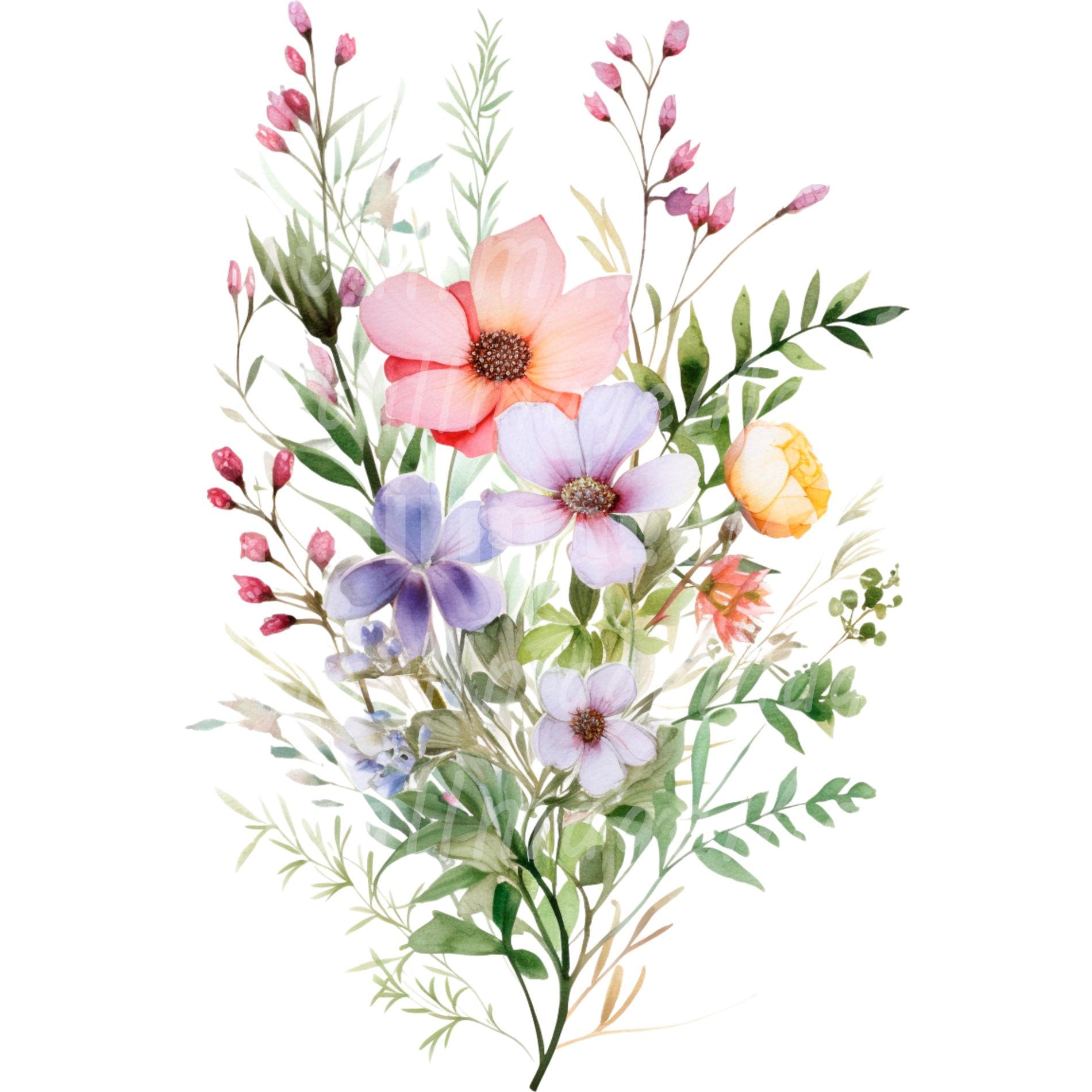 Watercolor Wildflower Clipart: 18 PNG Woodland Flower Graphics (digital ...