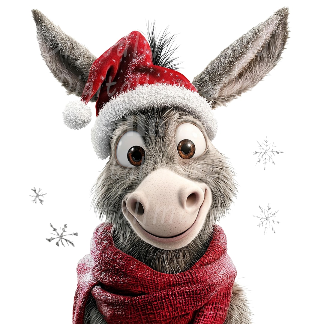 24 Christmas Donkey Clipart, Christmas Donkey, Printable Watercolor ...