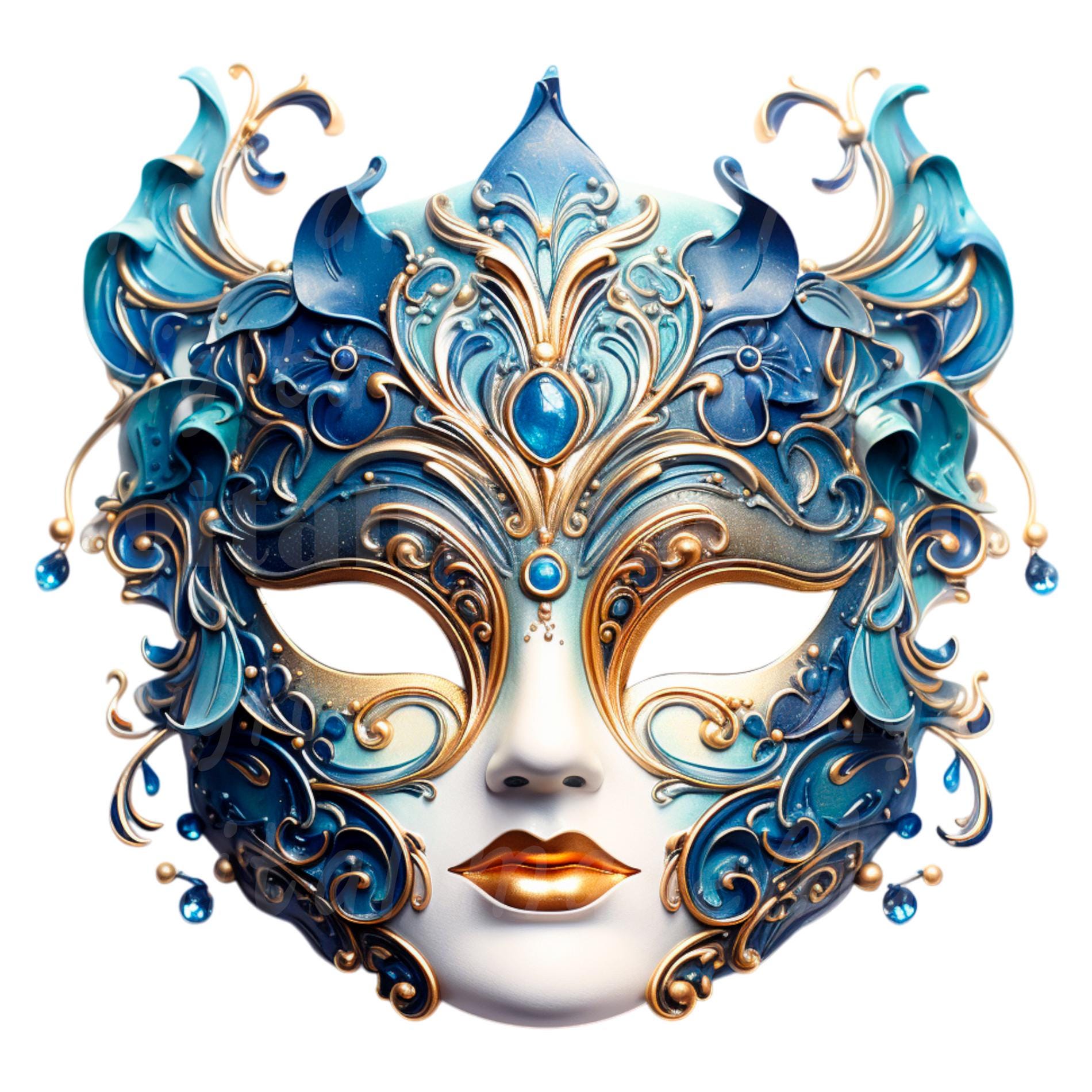 19 Carnival Mask Clipart, Venetian Masquerade, Printable Watercolor ...