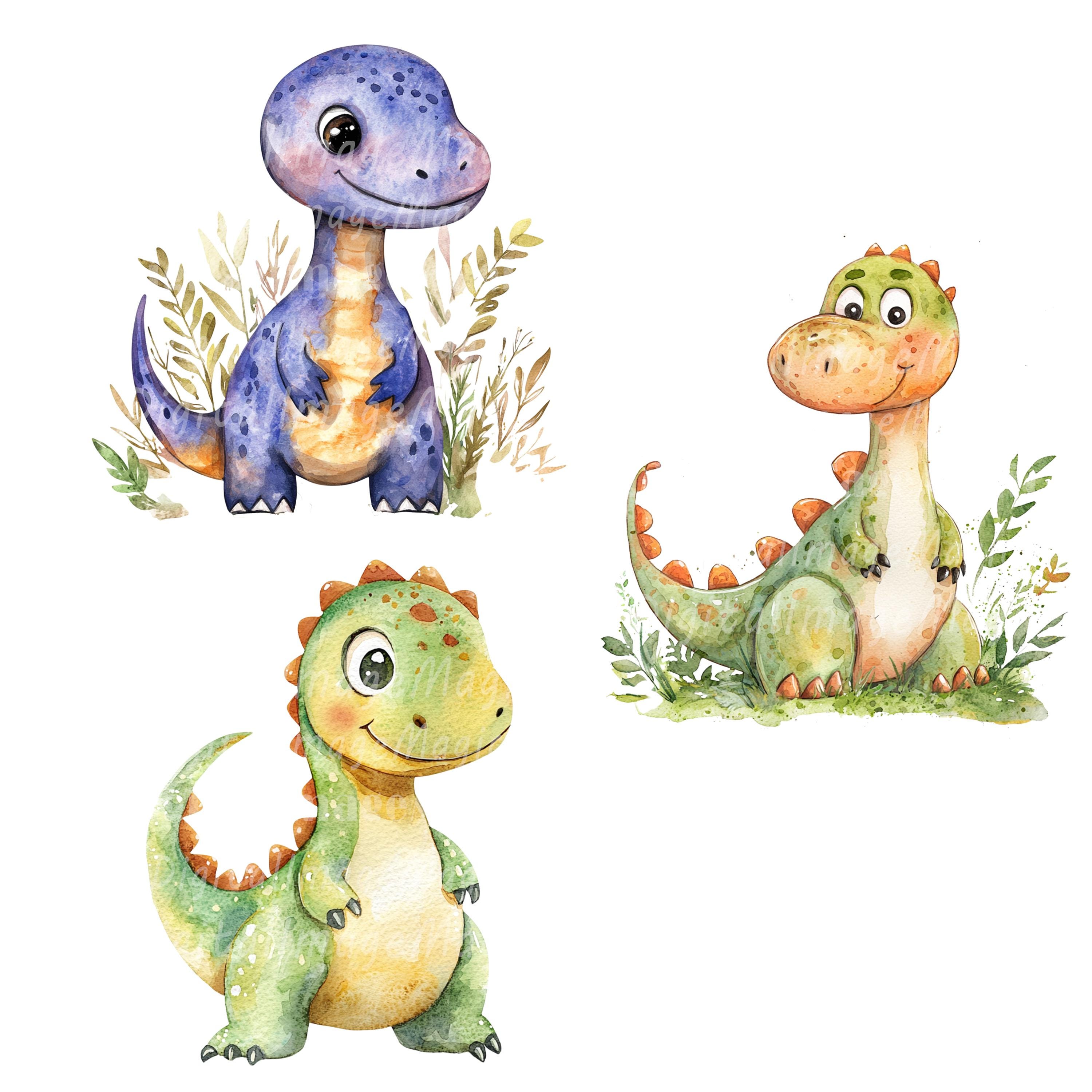 Watercolor Baby Dinosaur Clipart: 24 PNG Images (digital Download) - Etsy