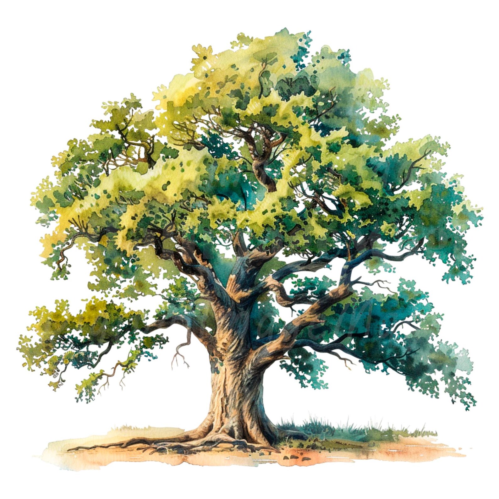 19 Oak Tree Clipart, Oak Clipart, Autumn Oak, Printable Watercolor ...