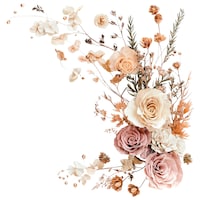 Boho Flower Seamless Borders Watercolor Clipart PNG - Wedding Boho ...