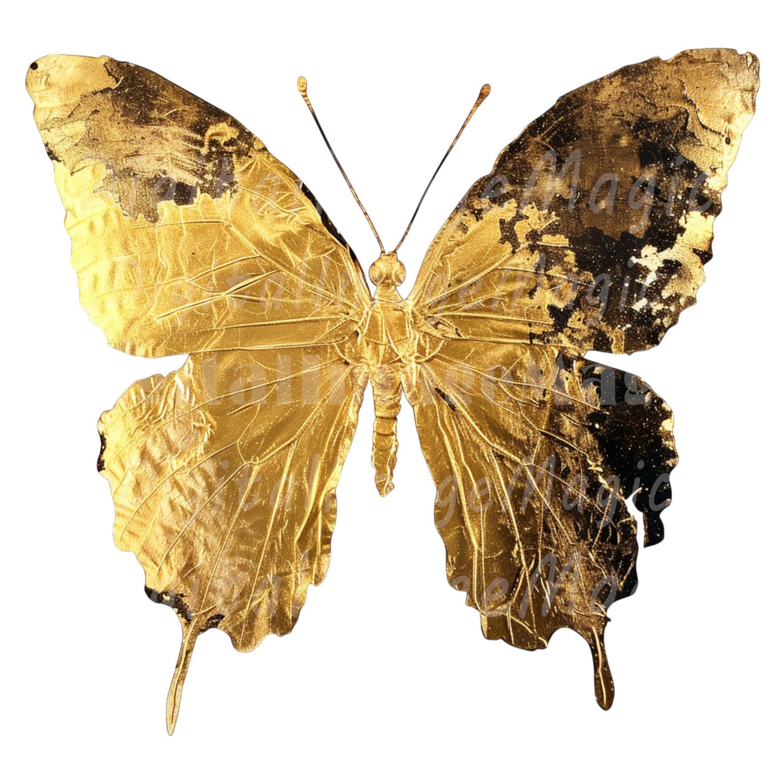 16 Gold Butterfly Clipart, Wall Print, Printable Watercolor Clipart ...