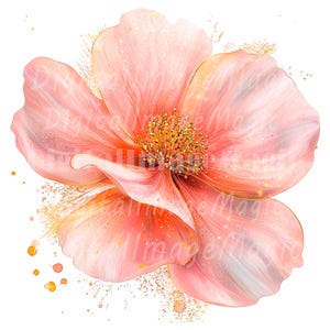 14 Abstract Flowers Clipart, Pink Gold Flower, Flowers Print, Printable ...