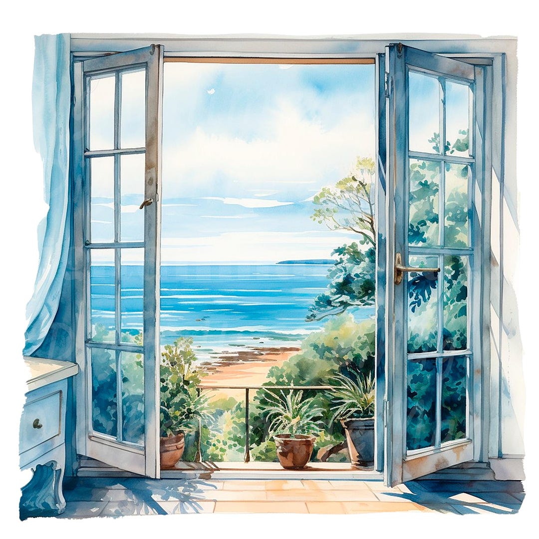 19 Window Ocean View Clipart, Window to Sea Clipart, Printable ...