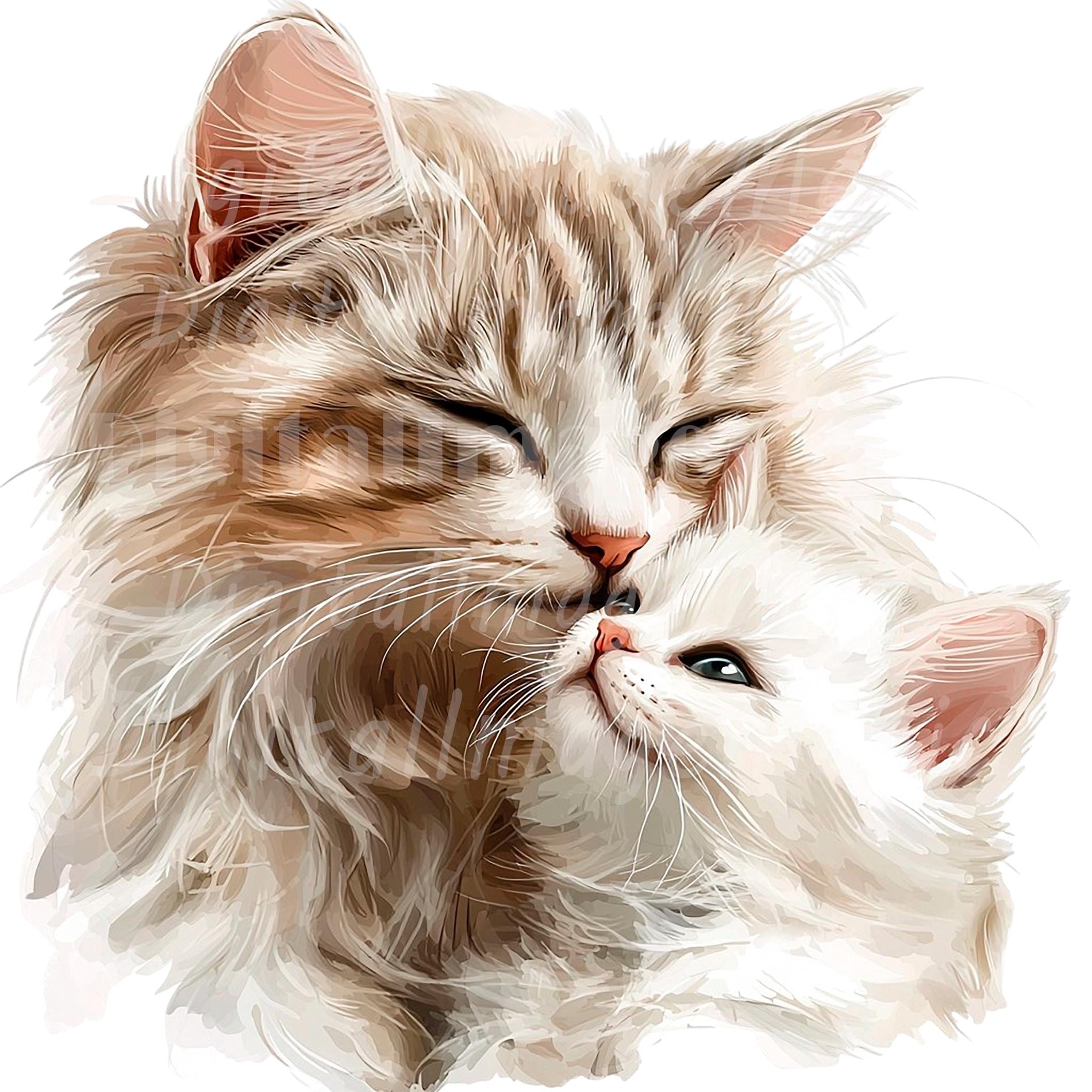 16 Cat and Kitten Clipart, Kitten Love Clipart, Printable Watercolor ...