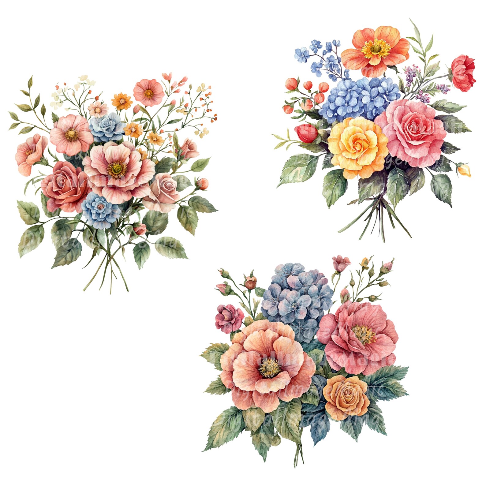 24 Regency Flowers Arrangement Clipart, Romantic Flowers, Printable ...