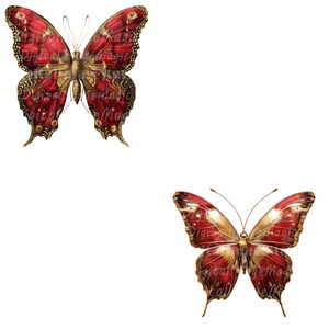 24 Red Golden Butterfly Clipart, Wall Print, Printable Watercolor ...