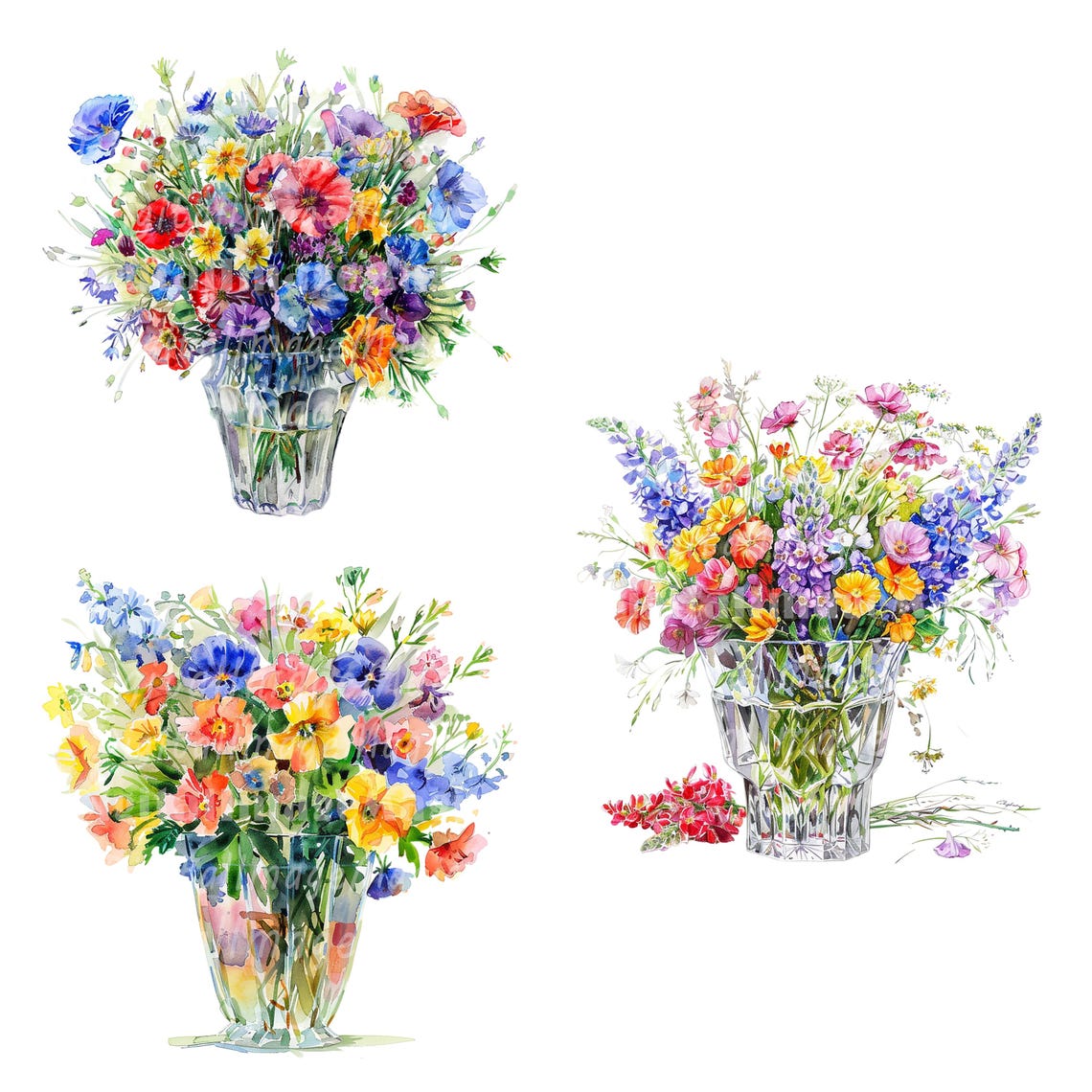 22 Vase of Flowers Clipart, Flowers Clipart, Printable Watercolor ...