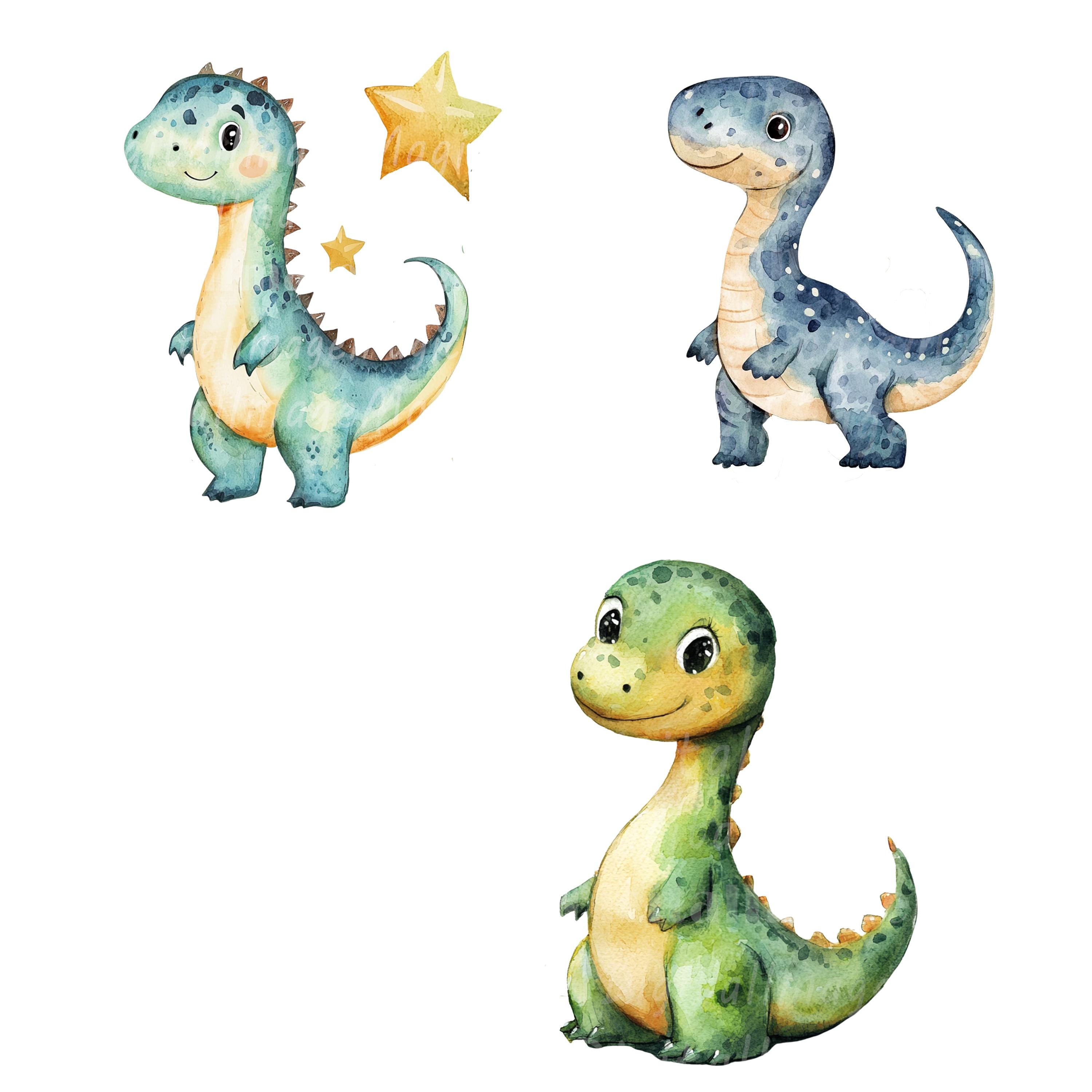 Watercolor Baby Dinosaur Clipart: 24 PNG Images (digital Download) - Etsy