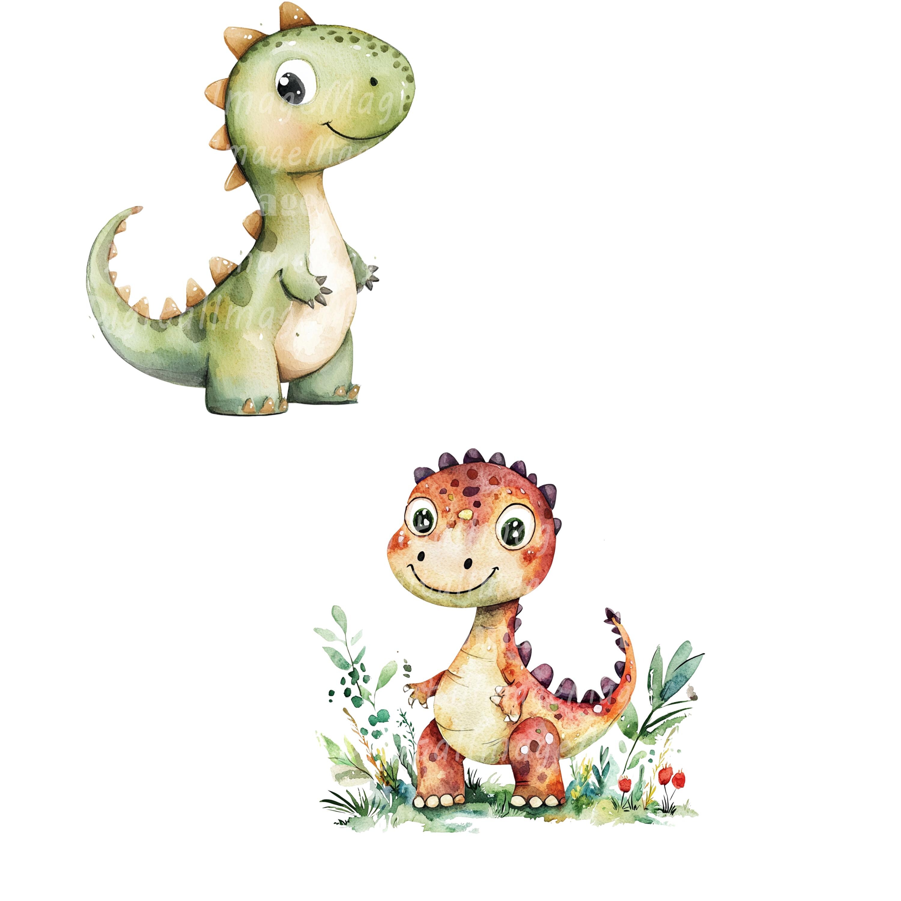 Watercolor Baby Dinosaur Clipart: 24 PNG Images (digital Download) - Etsy