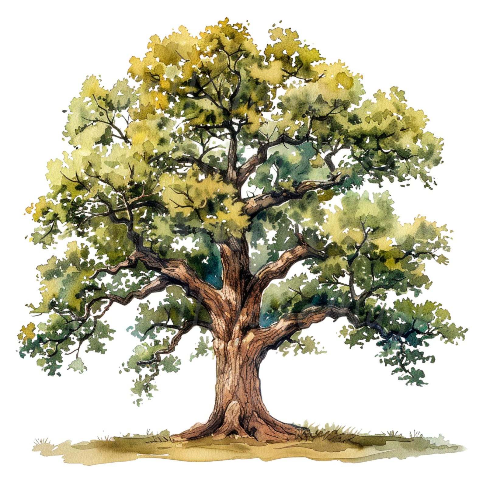 19 Oak Tree Clipart, Oak Clipart, Autumn Oak, Printable Watercolor ...