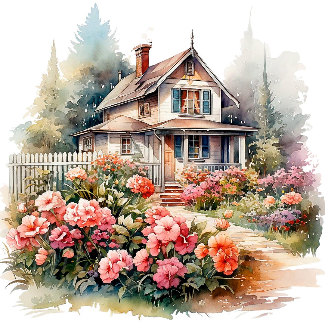 19 Floral Garden Clipart, Garden Flowers, Printable Watercolor Clipart ...