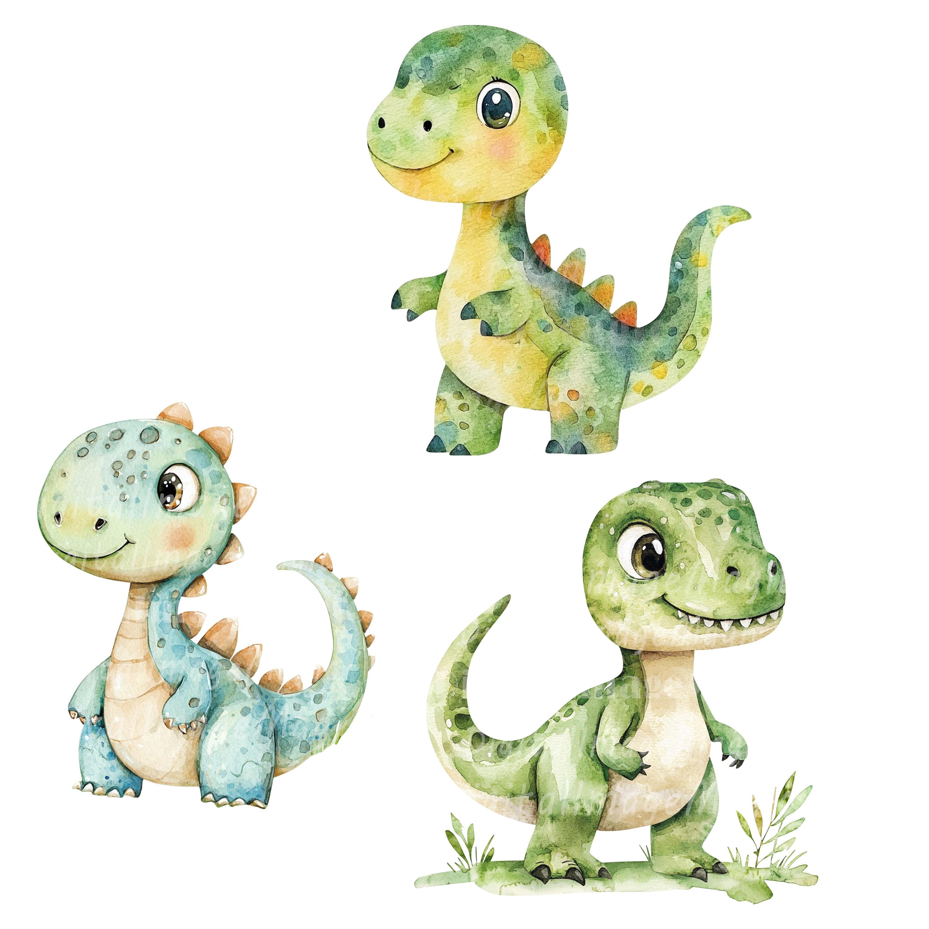 Watercolor Baby Dinosaur Clipart: 24 PNG Images (digital Download) - Etsy
