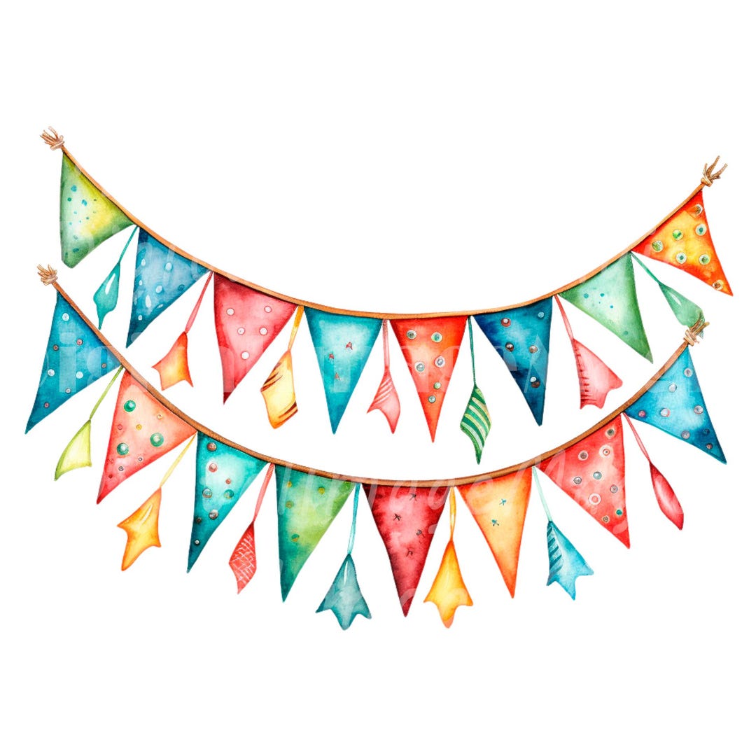 18 Party Bunting Clipart, Coloured Garland Clipart, Printable ...