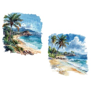 24 PNG Sunny Beach Clipart, Palms Clipart, Tropical Beach, Printable ...