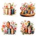 18 Vintage Spools of Thread Clipart, Floral, Printable Watercolor ...