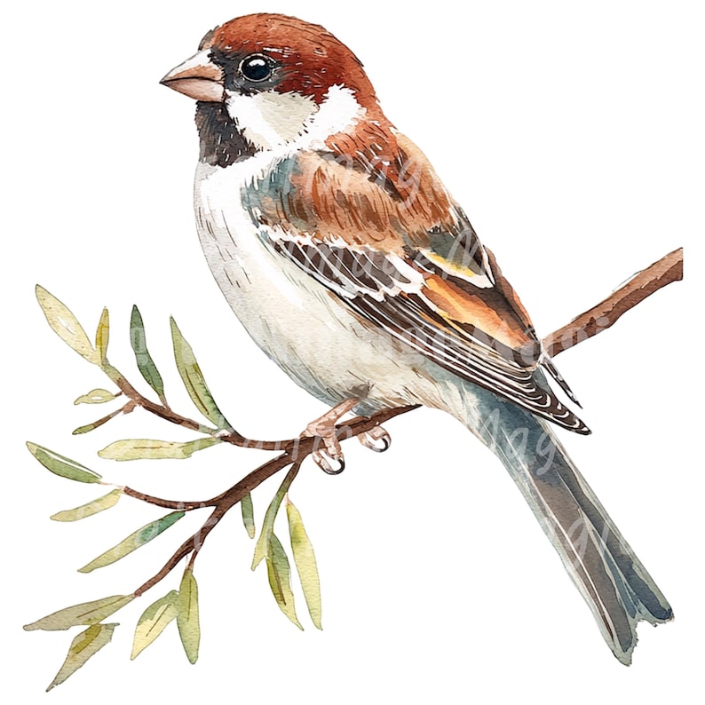 24 Sparrow Clipart, Sparrow Bird, Printable Watercolor Clipart, High ...
