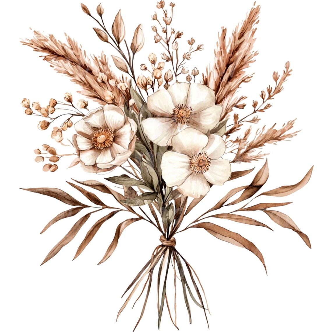 19 Boho Flowers Bouquet Clipart, Flowers Natural, Poster, Printable ...