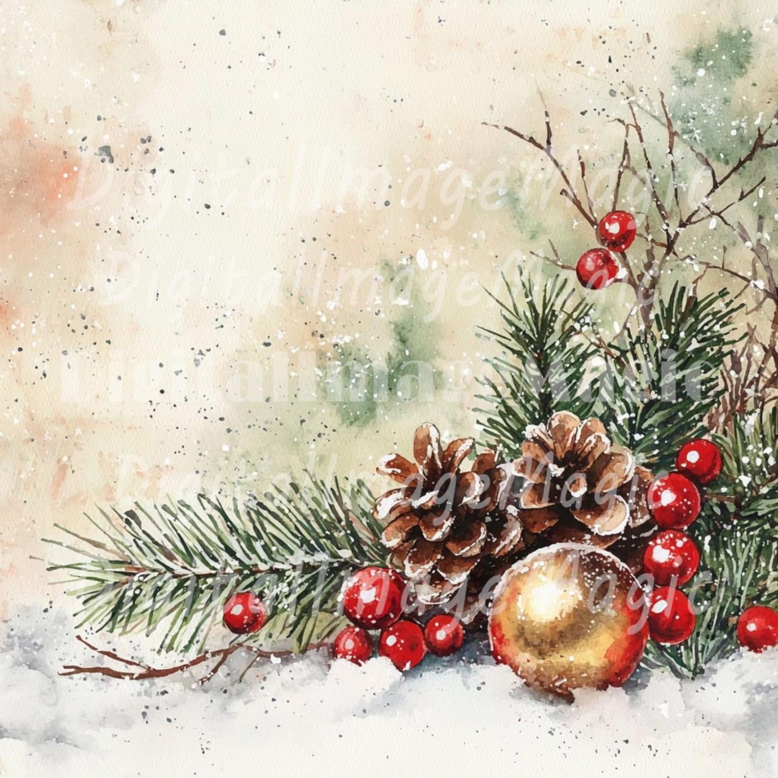 Shabby Chic Christmas 12 X 12 Digital Paper Pack, Scrapbook Paper ...