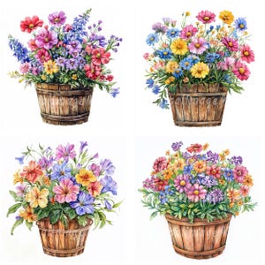 Summer Flowers Clipart 24 High Quality Jpgs Digital Download Card ...