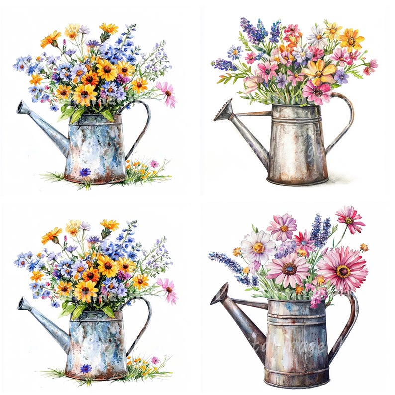 Summer Flowers Clipart 24 High Quality Jpgs Digital Download Card ...
