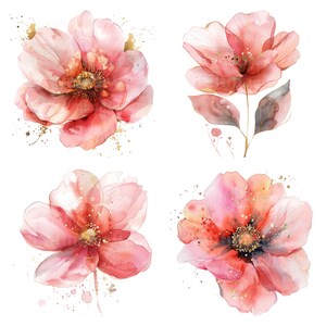 34 Abstract Flowers Clipart, Pink Gold Flower, Flowers Print, Printable ...
