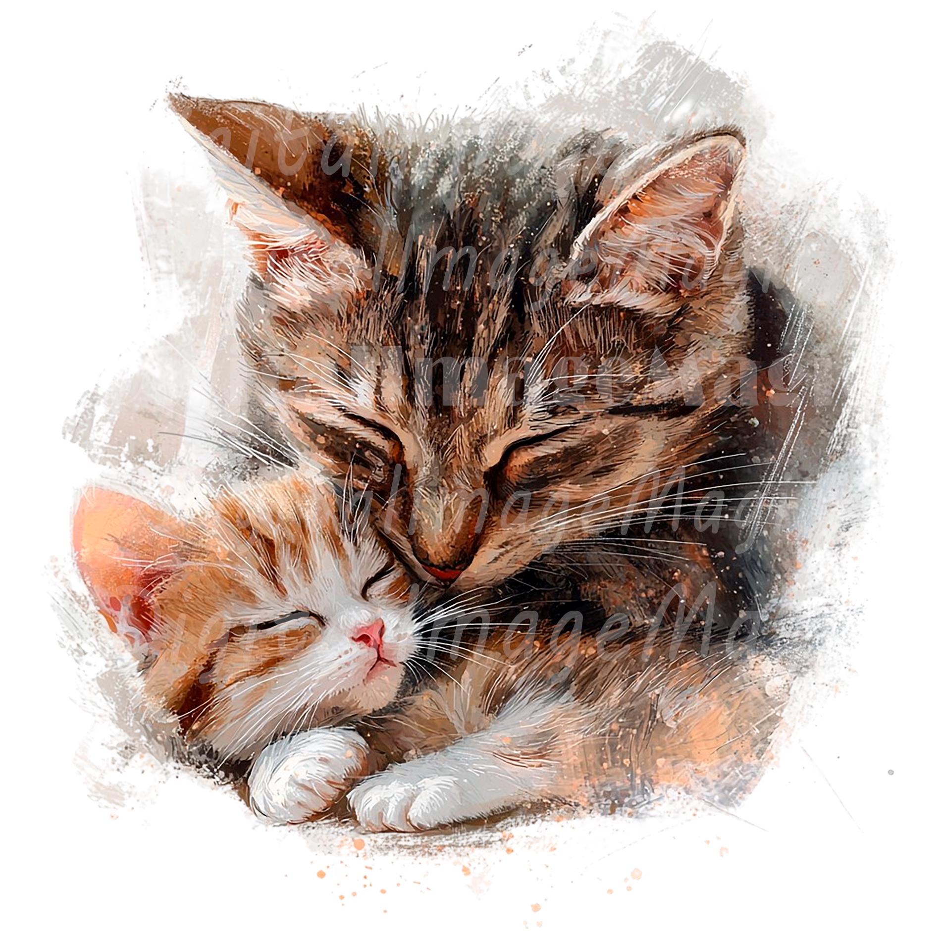 16 Cat and Kitten Clipart, Kitten Love Clipart, Printable Watercolor ...