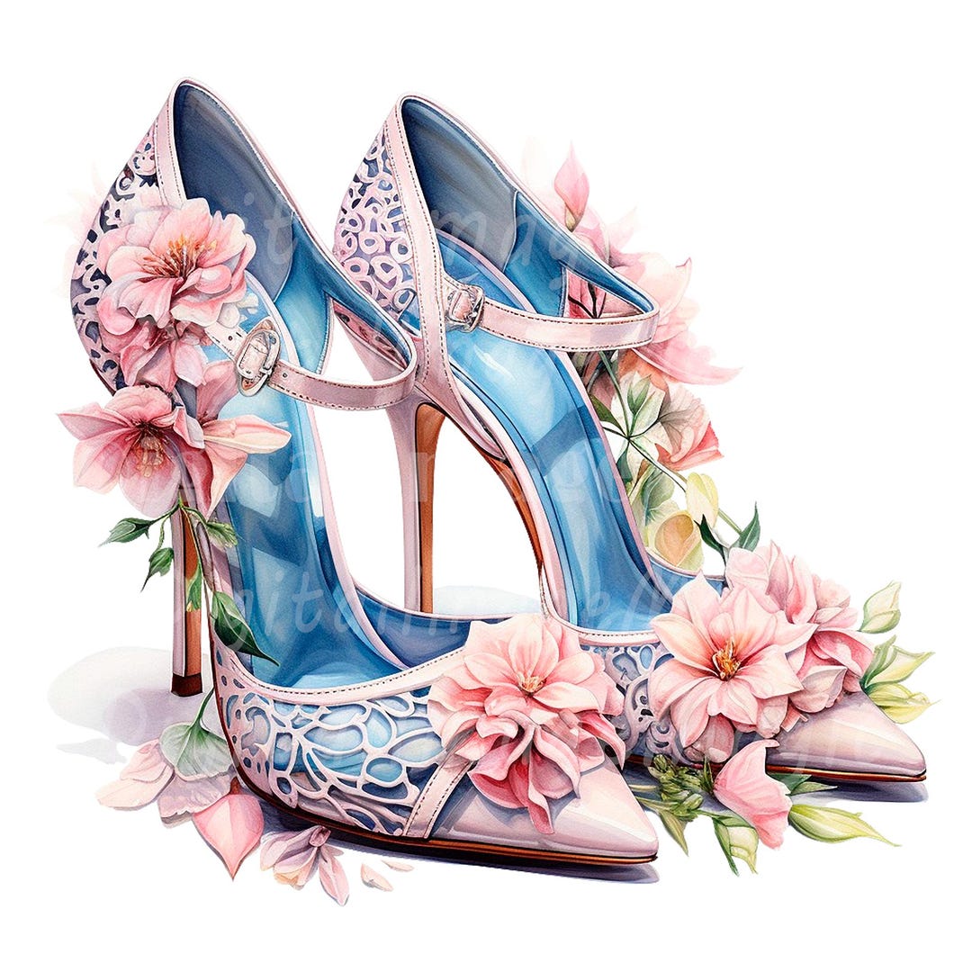 34 Floral Prom Shoes Clipart PNG, High Heels Clipart, Digital Clipart ...