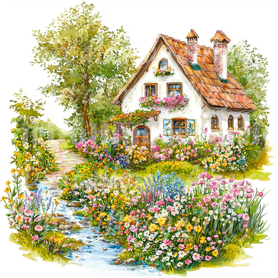 24 Floral Garden Clipart, Garden Flowers, Printable Watercolor Clipart ...