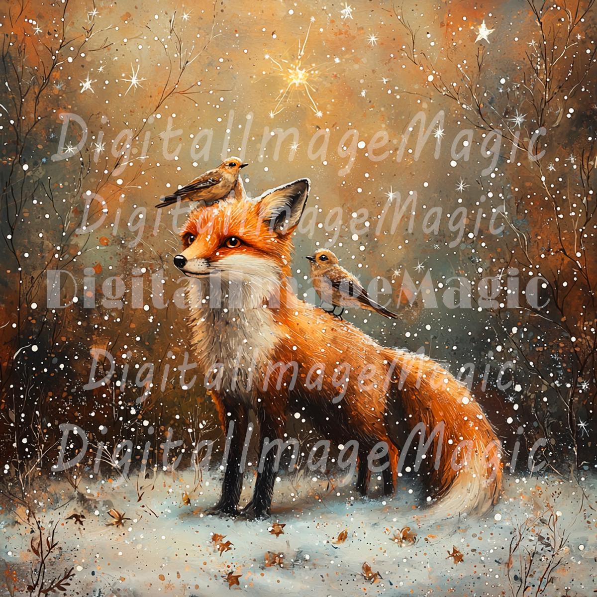 24 Fox in Winter Clipart, Printable Watercolor Clipart, High Quality ...