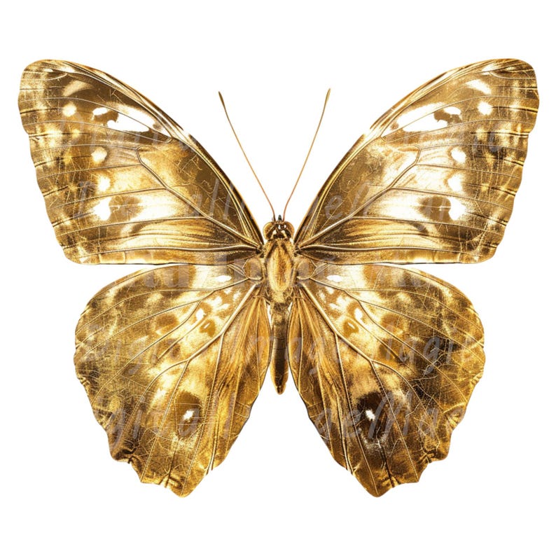 16 Gold Butterfly Clipart, Wall Print, Printable Watercolor Clipart ...