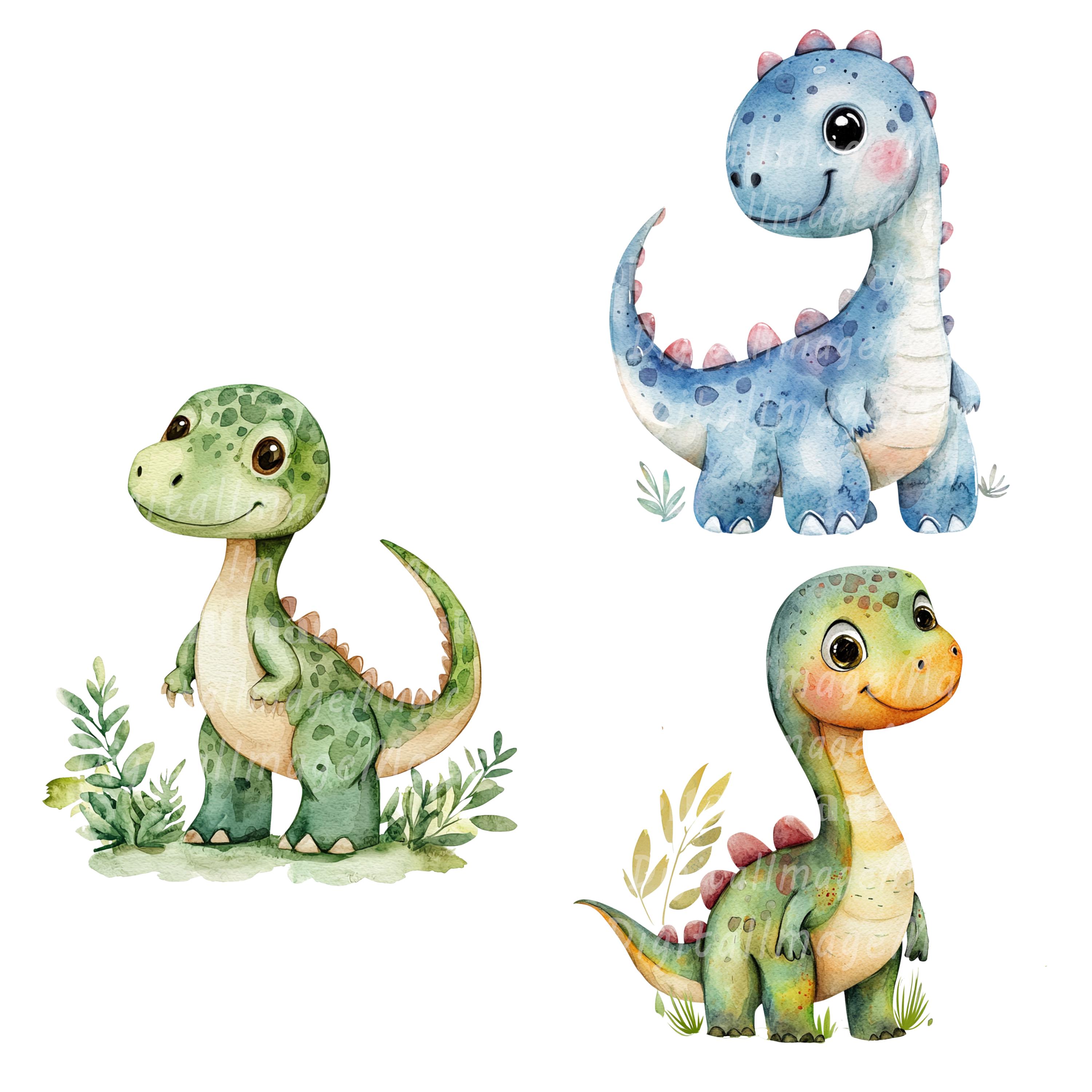 Watercolor Baby Dinosaur Clipart: 24 PNG Images (digital Download) - Etsy