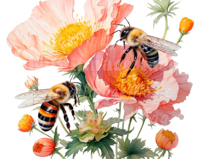 Watercolor Bees Clipart, Nursery Art (digital Download - Etsy Canada