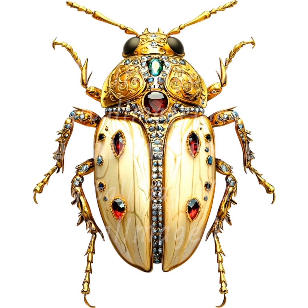 24 Jewelled Bug Clipart, Gemstones, Printable Watercolor Clipart, High Quality Pngs, Digital ...