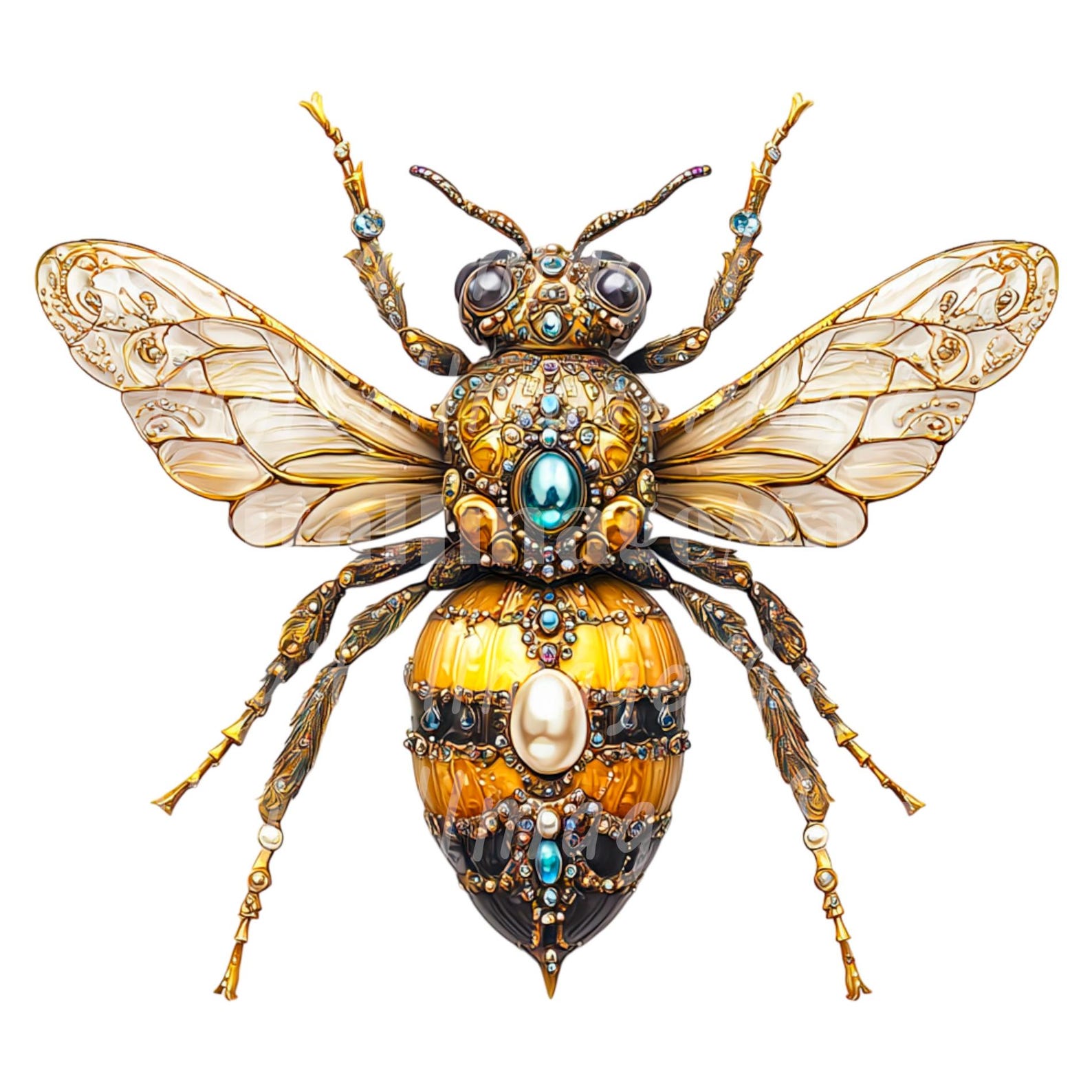 12 Jewelled Bee Clipart, Gemstones, Printable Watercolor Clipart, High ...