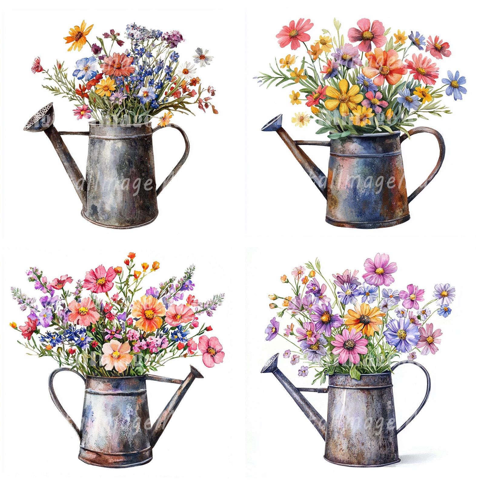 Summer Flowers Clipart 24 High Quality Jpgs Digital Download Card ...