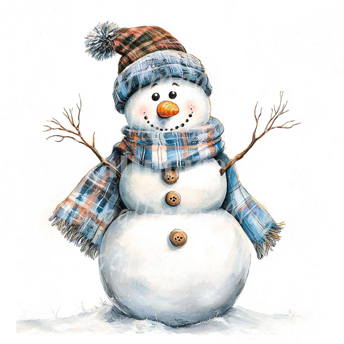 24 Snowman Clipart, Christmas Clipart, Printable Watercolor Clipart ...