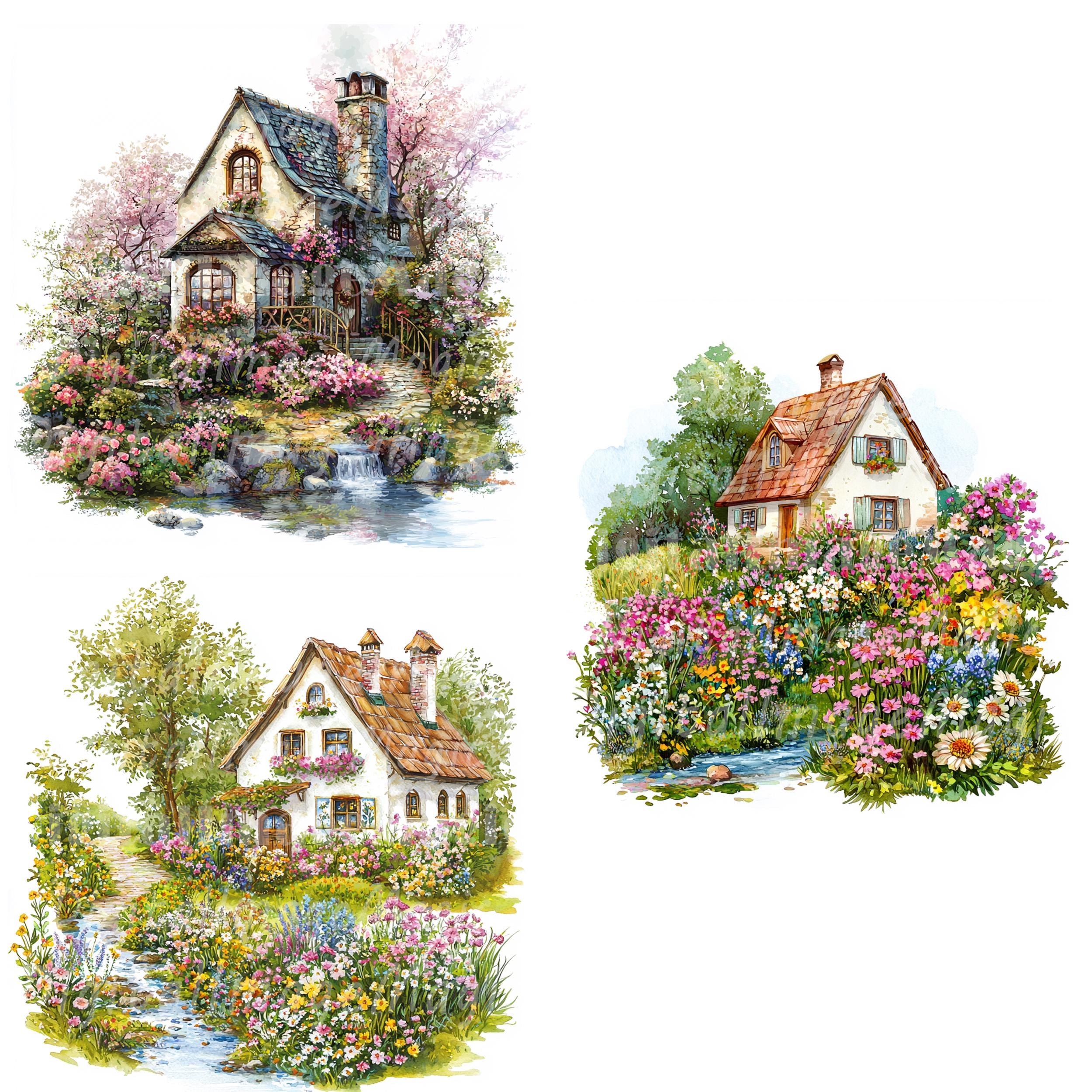 24 Floral Garden Clipart, Garden Flowers, Printable Watercolor Clipart ...