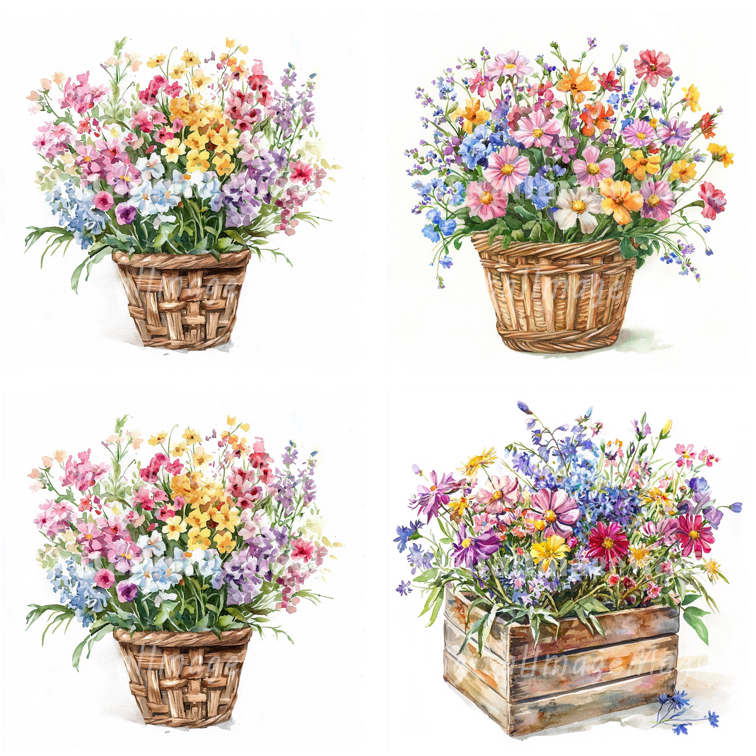 Summer Flowers Clipart 24 High Quality Jpgs Digital Download Card ...