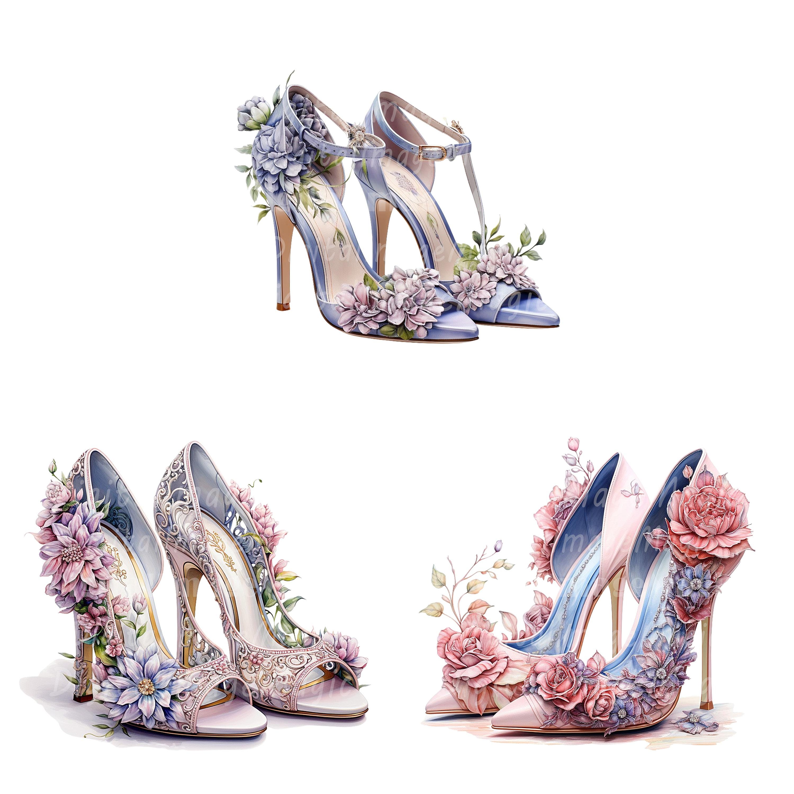 34 Floral Prom Shoes Clipart PNG, High Heels Clipart, Digital Clipart ...