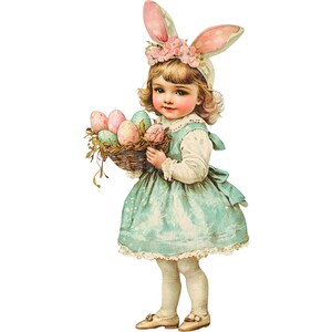 19 Easter Little Girl Clipart, Vintage Clipart, Printable Watercolor ...