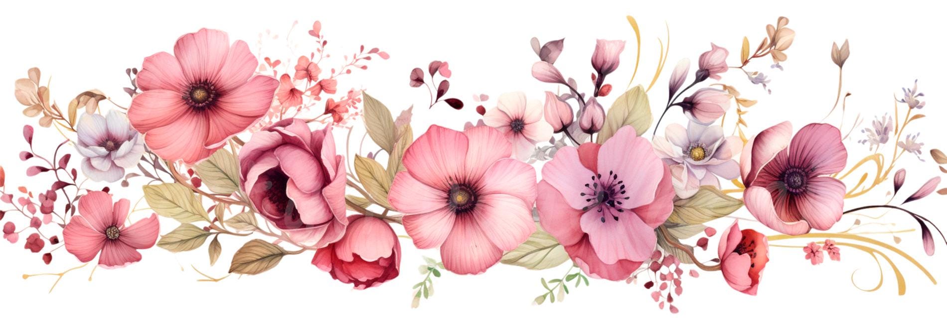 18 Flower Border MIX Clipart, Floral Border Bundle, Digital Clipart ...