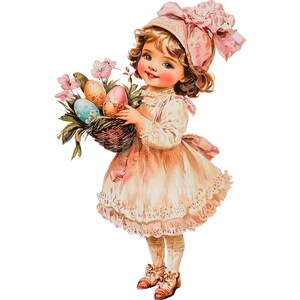 19 Easter Little Girl Clipart, Vintage Clipart, Printable Watercolor ...
