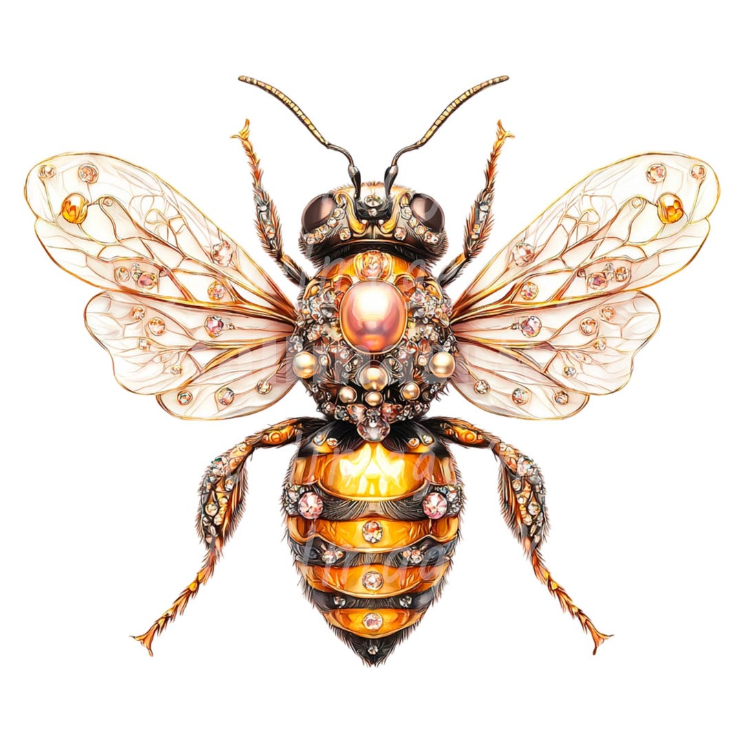 12 Jewelled Bee Clipart, Gemstones, Printable Watercolor Clipart, High ...