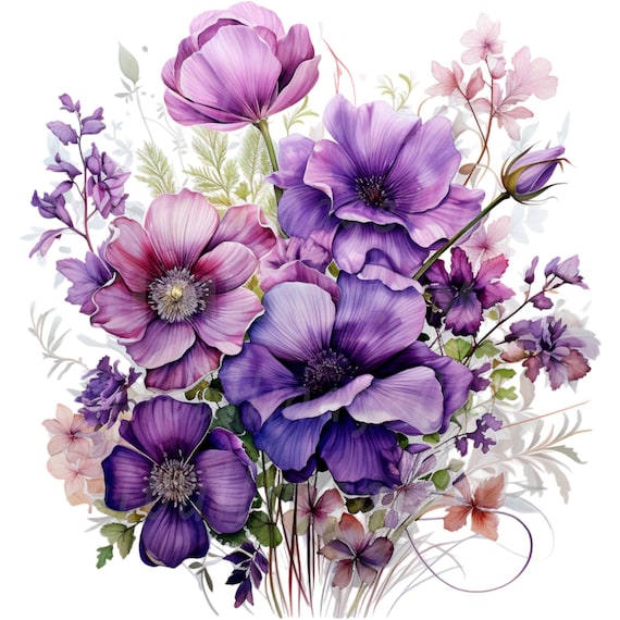 Ramo De Flores Moradas Clipart