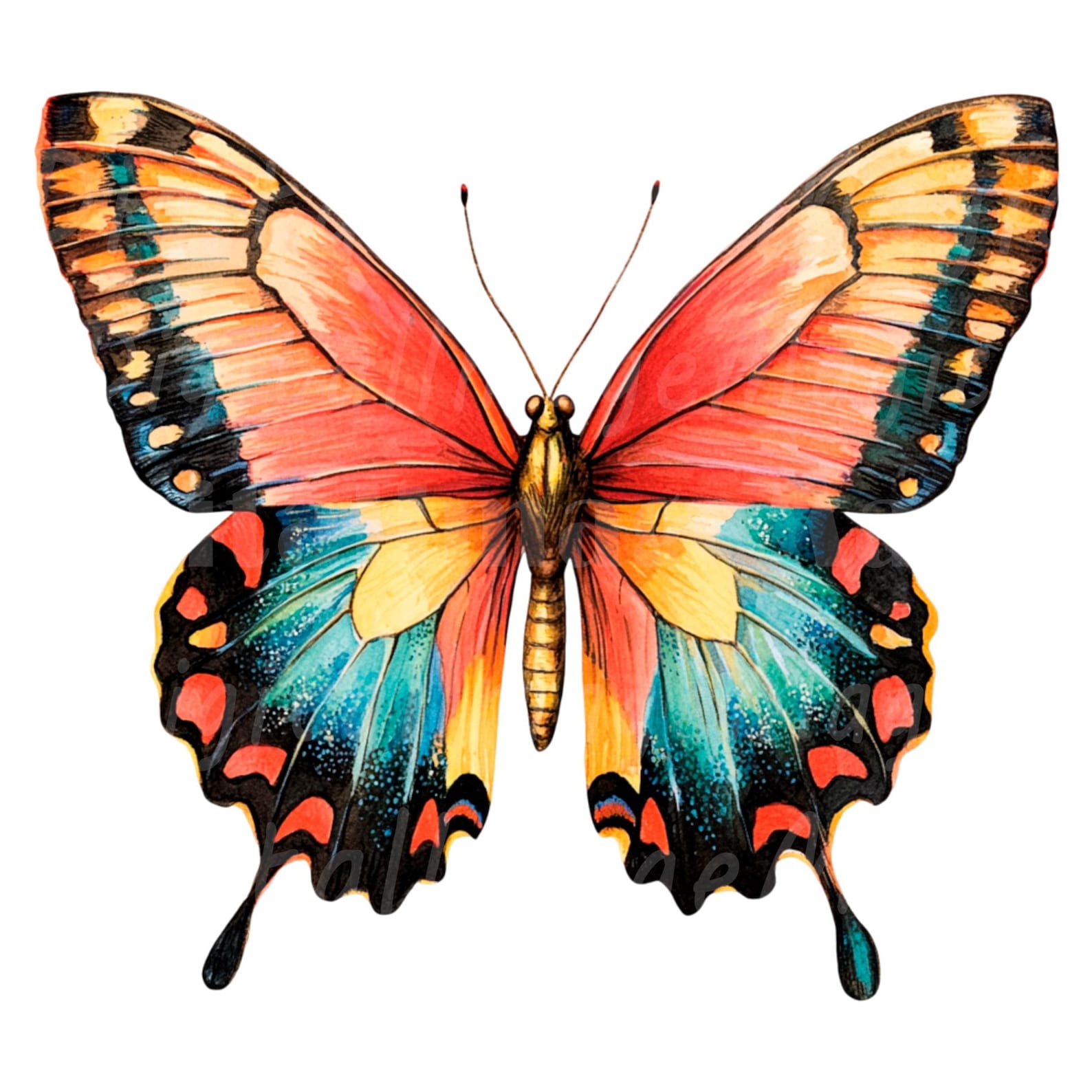 18 Various Butterflies Clipart, Butterfly, Printable Watercolor Clipart ...
